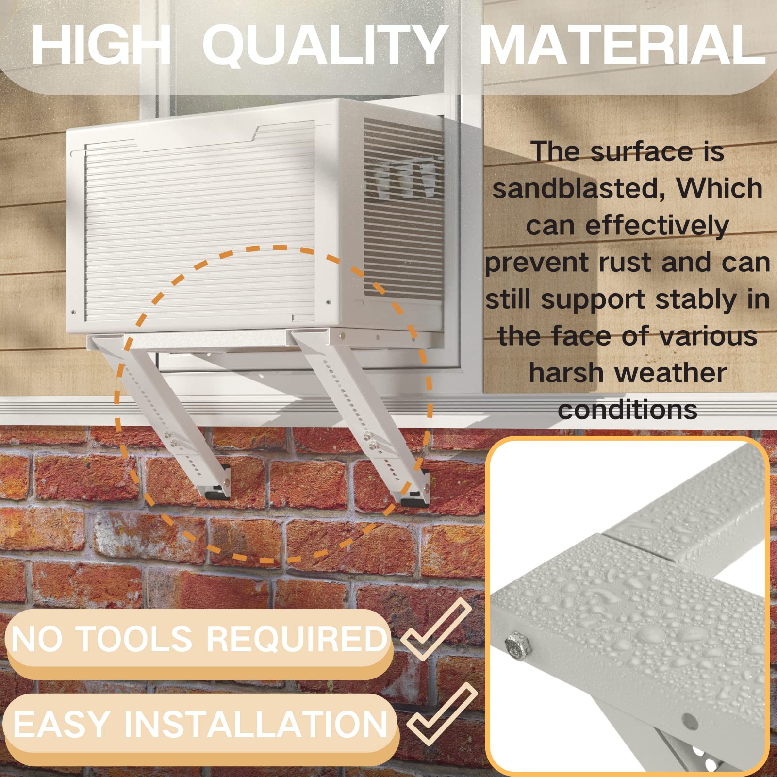 Air Conditioner Support Bracket No Drilling,Easy To Install,Window AC Bracket,Heavy Duty Steel Construction Holds Up To 220 lbs - Fits Most Double or Single Hung Windows