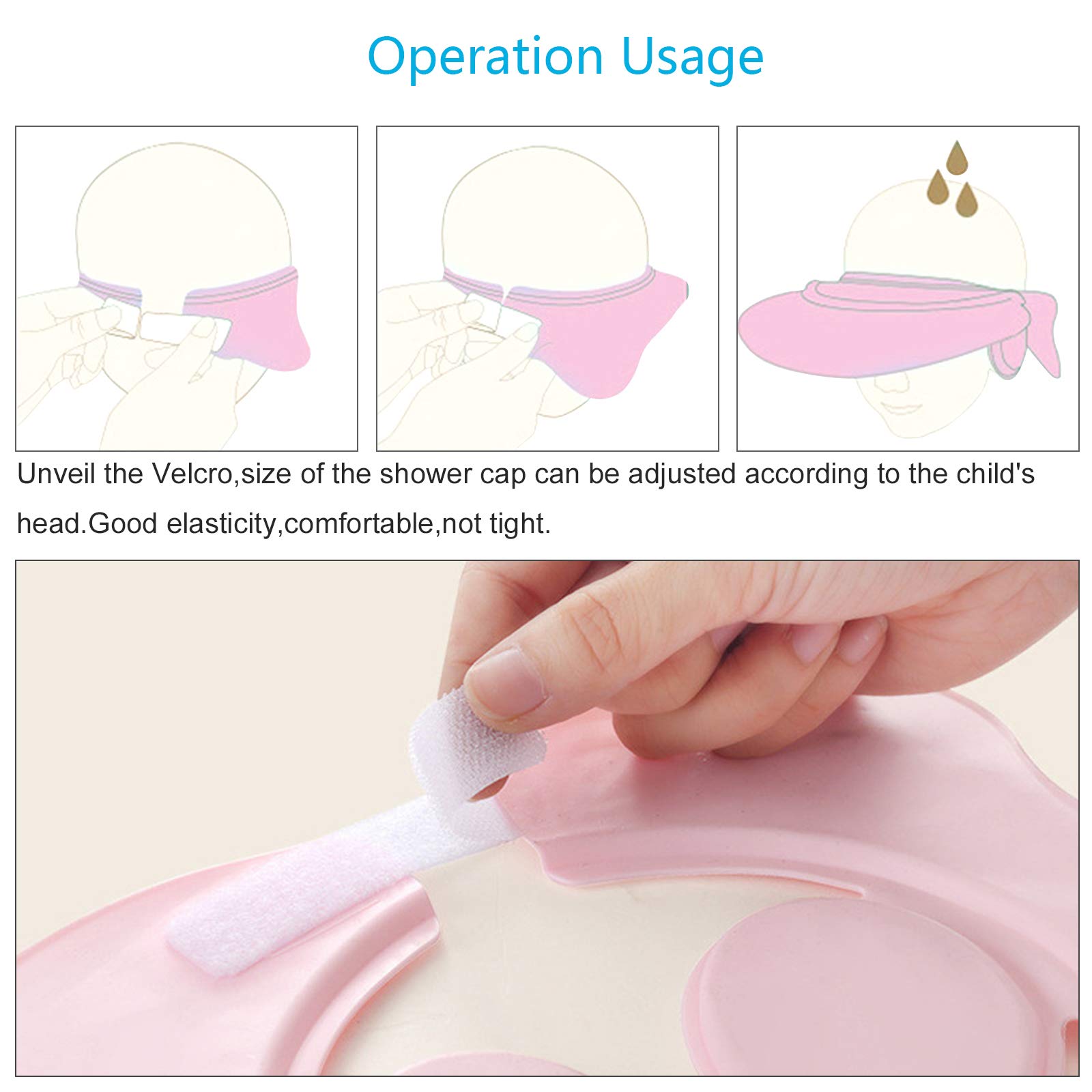 Baby Shower Cap KATOOM Shampoo Shower Cap Bathing Protector Wash Hair Shield Adjustable Visor Hat with Ear Protection for Toddler Kids Children