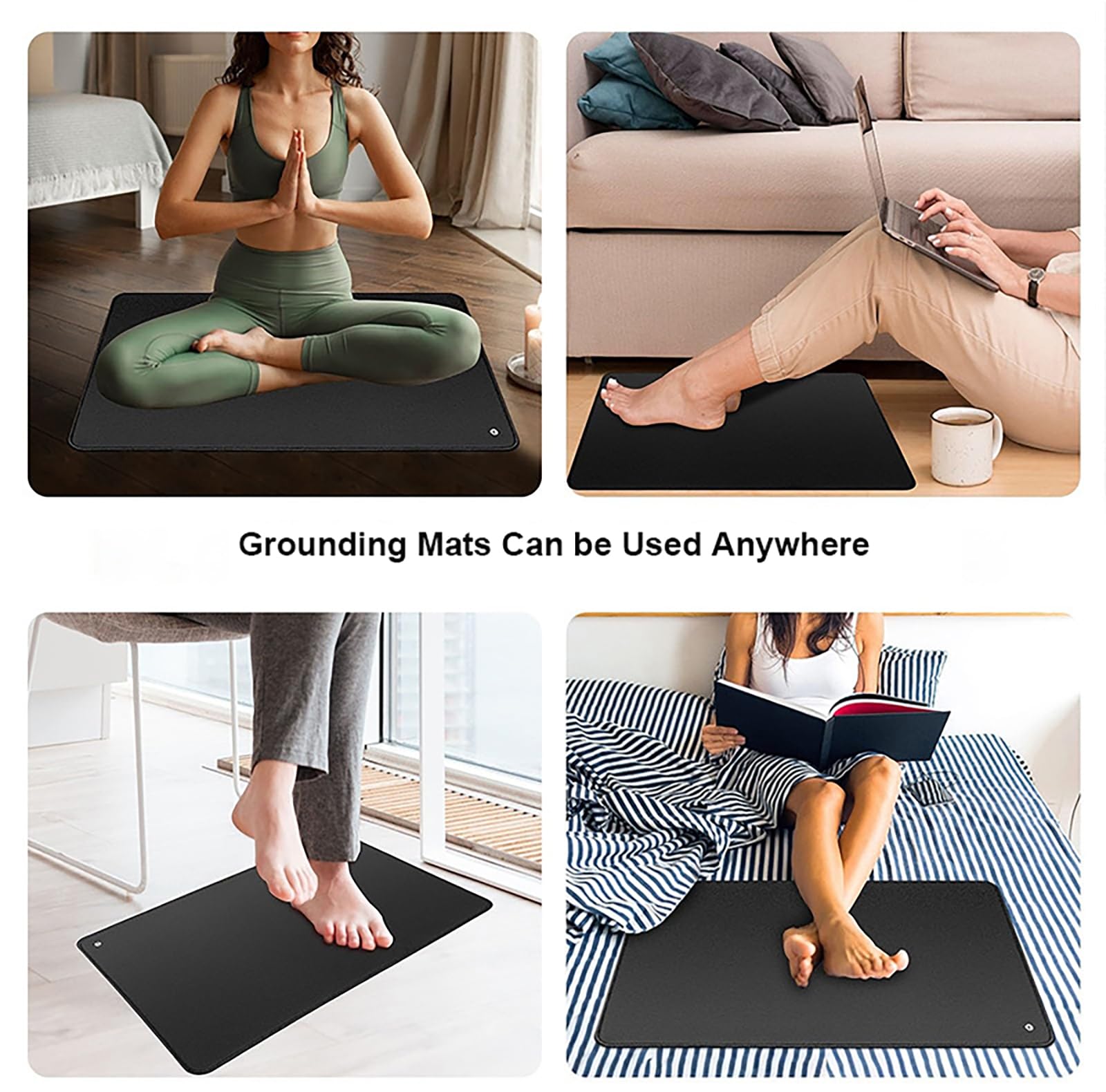BSKJMMP Grounding Pads for Feet 24'' x 35" Grounding Mat Earth Connected Therapy Mat for Working Relaxing Earth Grounding Sheet for Bed Desk