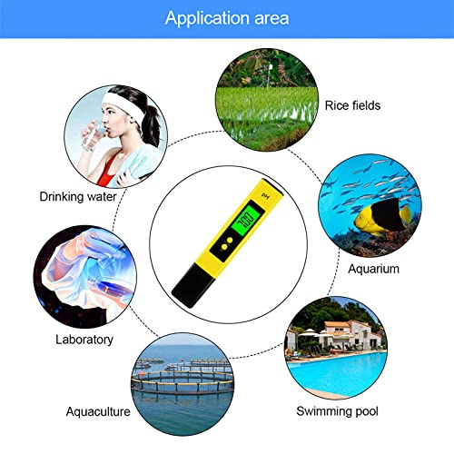 auons PH Meter Digital PH Tester for Water Hydroponics 0.01 High Accuracy Water Quality Tester Pen 0-14 PH Measurement Range for Household Drinking, Pool, Aquarium, Spa