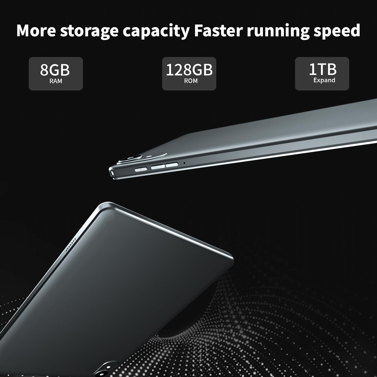 Android 13 Tablet 10 inch Tablets with 8GB RAM 64GB ROM 1TB Expand, 1280x800 IPS Touchscreen, WiFi 6, Dual Camera, 6000mAh Battery, GMS, Quad-Core, Bluetooth 5.0 (Black)