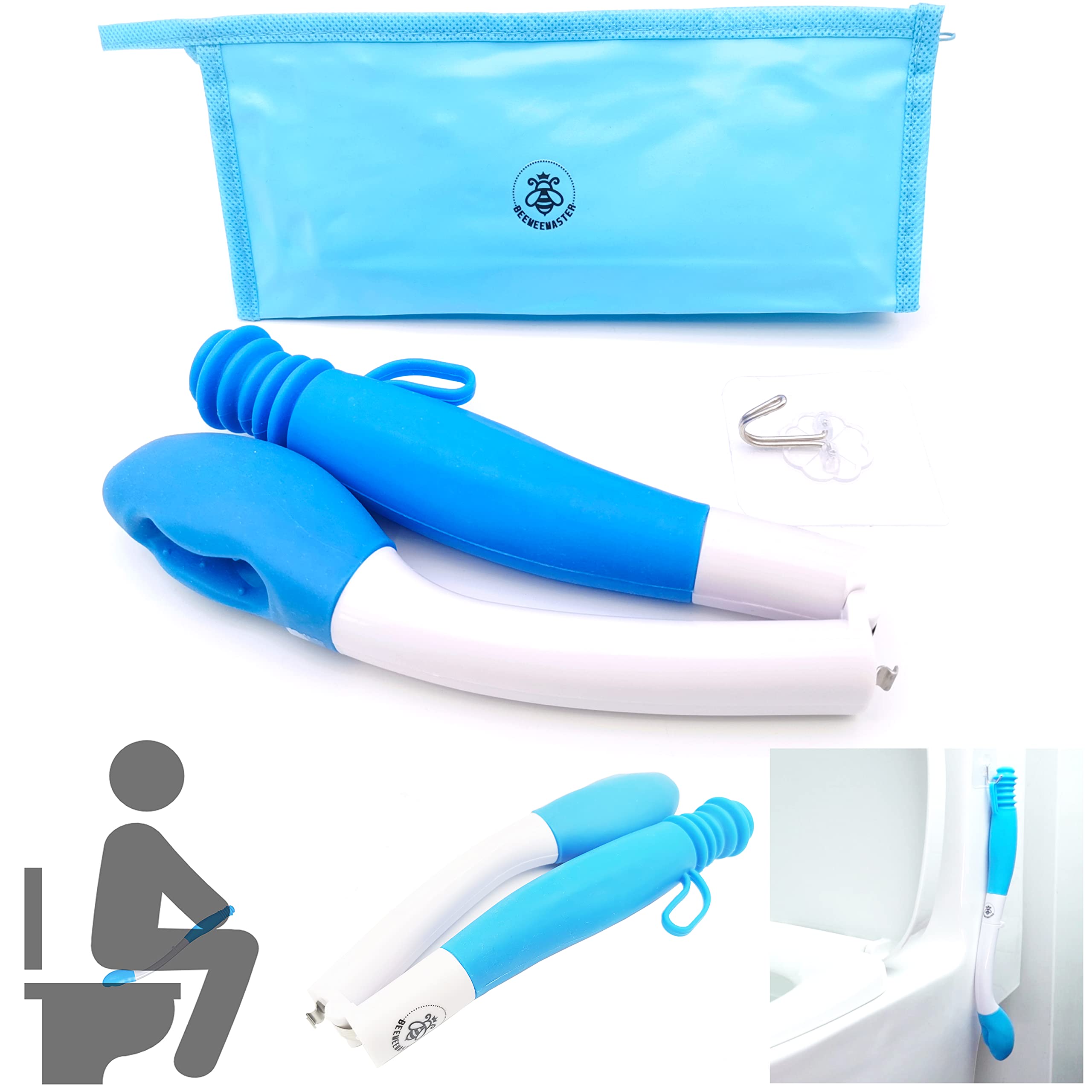 BEEMEEMASTER Foldable Long Reach Comfort Wiper for Toilet Paper, Toilet Tissue Aid Butt Wiper Holder for Disabled/Bariatric Surgery,Wiper with Hook