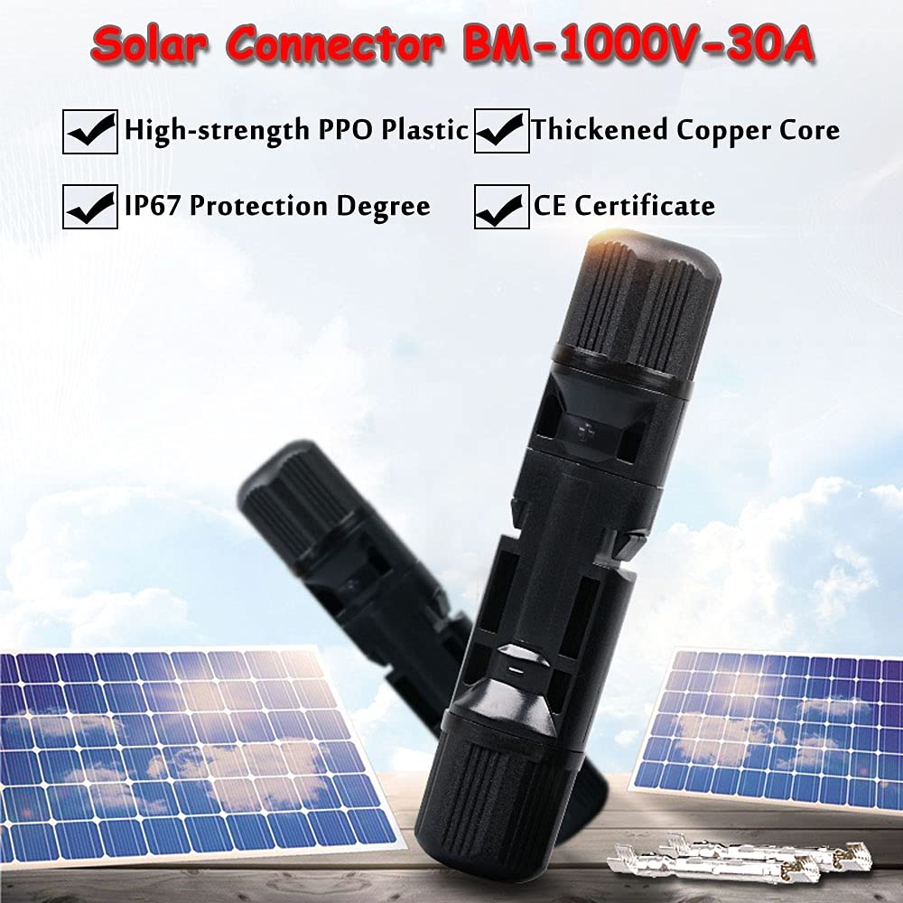 BAYM Photovoltaic Connector Male and Female Solar Panel Connector 30A 1000V for PV Cable 2.5/4/6mm Solar Panel Connect(20Pairs)