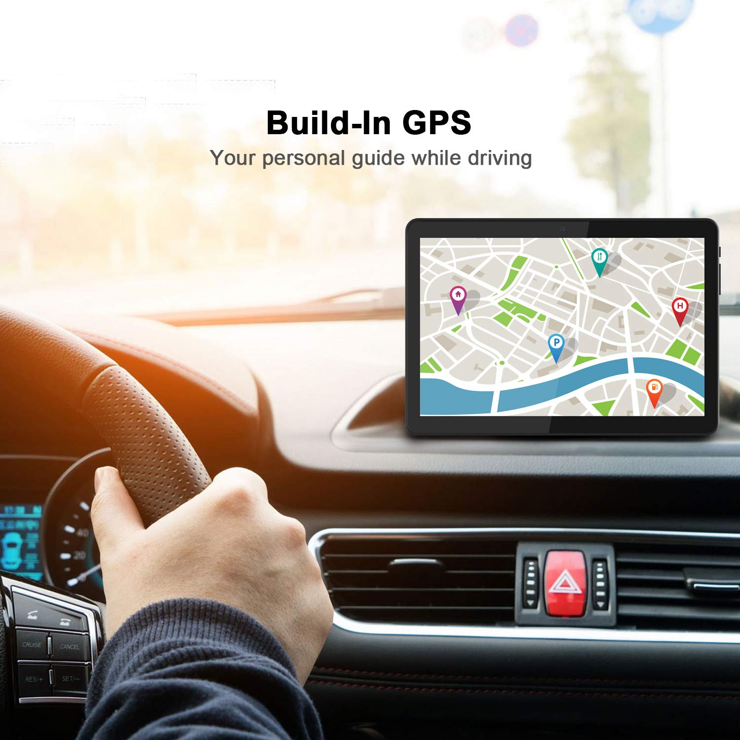 Android Tablet 10 Inch Tablet 3G Phablet, 6000mAh Battery, Full HD Display, Quad-Core CPU, GMS Certified, Dual SIM Card Slots Cameras Speakers, Support 128GB Micro SD Bluetooth WiFi GPS OTG, Black