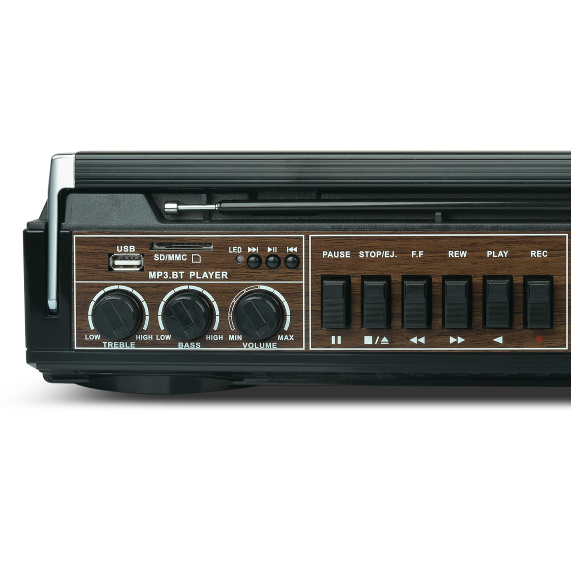 AudioBox RXC-25BT Retrobox 2 Way Speaker System Boombox w/Bluetooth Connectivity, AM/FM/SW Radio, USB and SD Card Connection, & Cassette Player, Black
