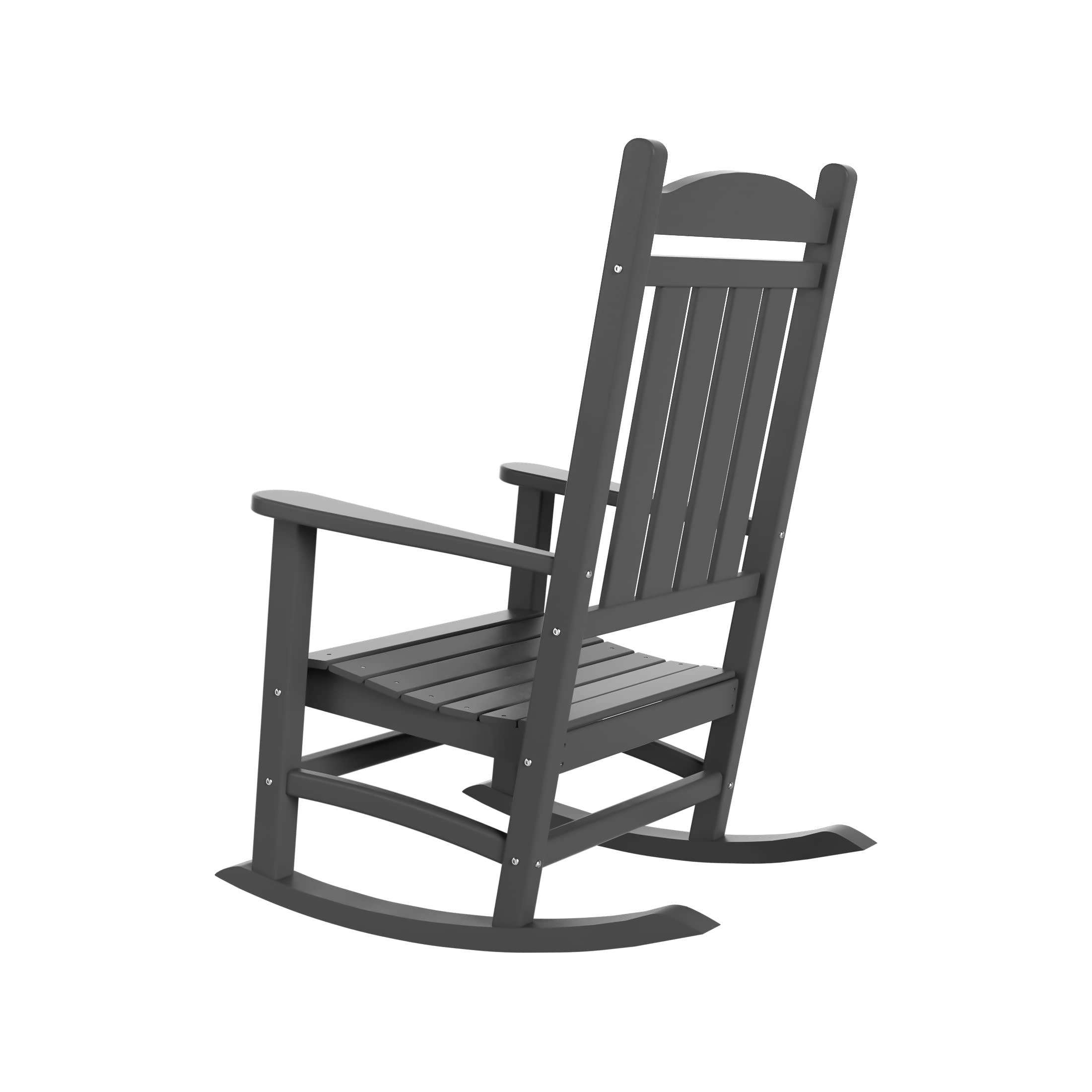 Costaelm Paradise Classic Adirondack Plastic Outdoor Porch Furniture Rocking Chair High Back HDPE Poly Lumber, Gray