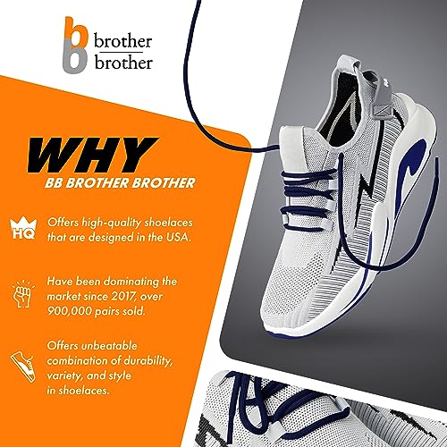 BB BROTHER BROTHER Round Athletic Shoe Laces Navy Blue (1 Pair) Heavy Duty Replacement Shoelaces, 4mm Shoe Strings for Men’s and Women’s Running Sneakers, Gym Trainers, Work Boots, Sports Shoes 48''