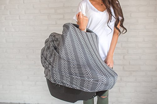 Baby Car Seat Cover Canopy and Nursing Cover Multi-Use Stretchy 5 in 1 Gift "Canyon" by Copper Pearl