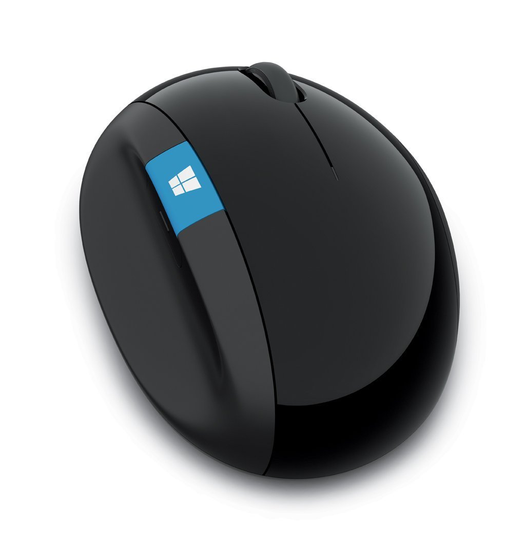 Microsoft Sculpt Ergonomic Mouse, Black - Wireless Mouse for Natural Wrist Comfort with 4-Way Scroll Wheel for PC/Laptop/Desktop, works with Mac/Windows 8/10/11 Computers