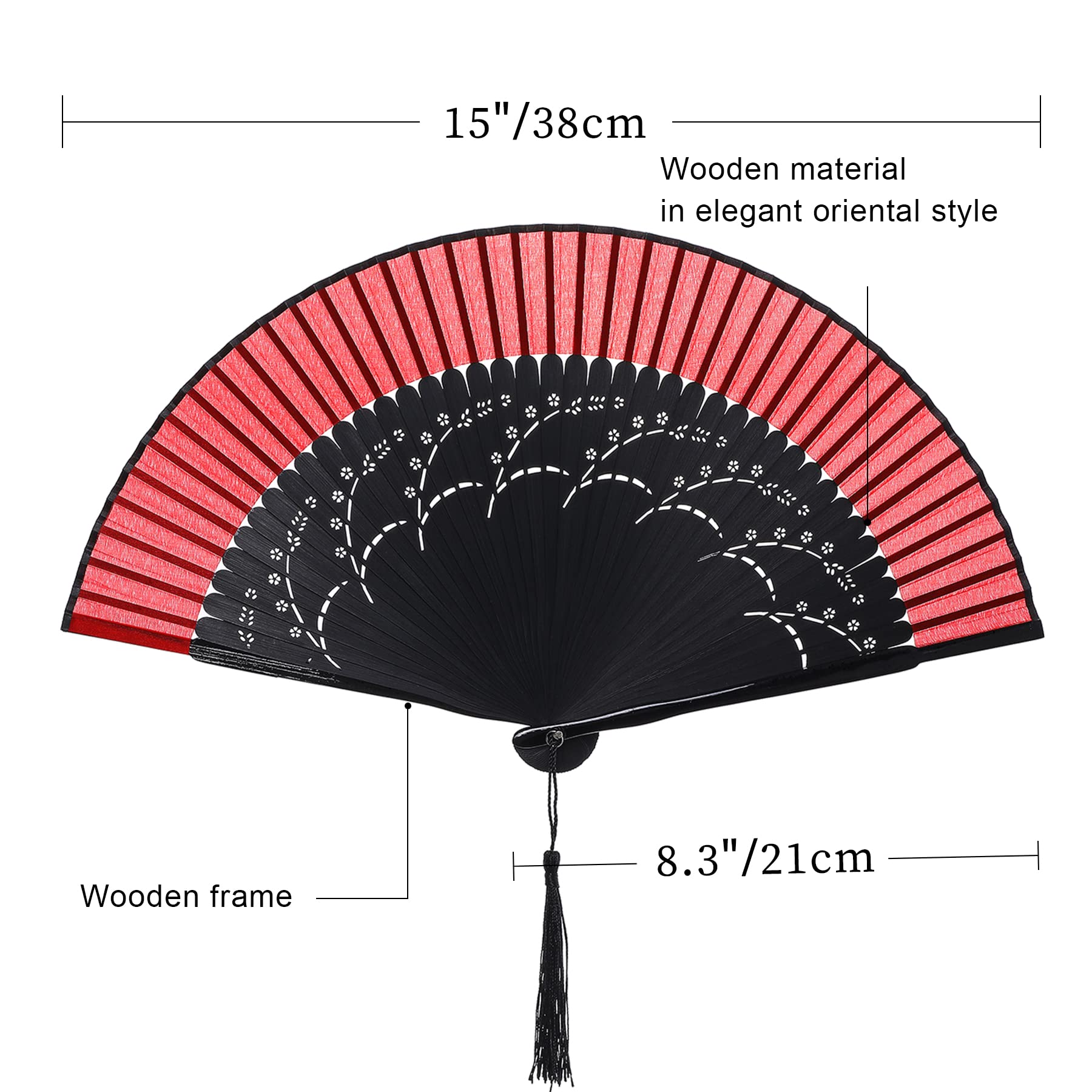 BABEYOND Chinese Bamboo Hand Fan - 4 Pack Hand Held Fan Japanese Fan Portable Folding Fan for Wedding Dancing Party