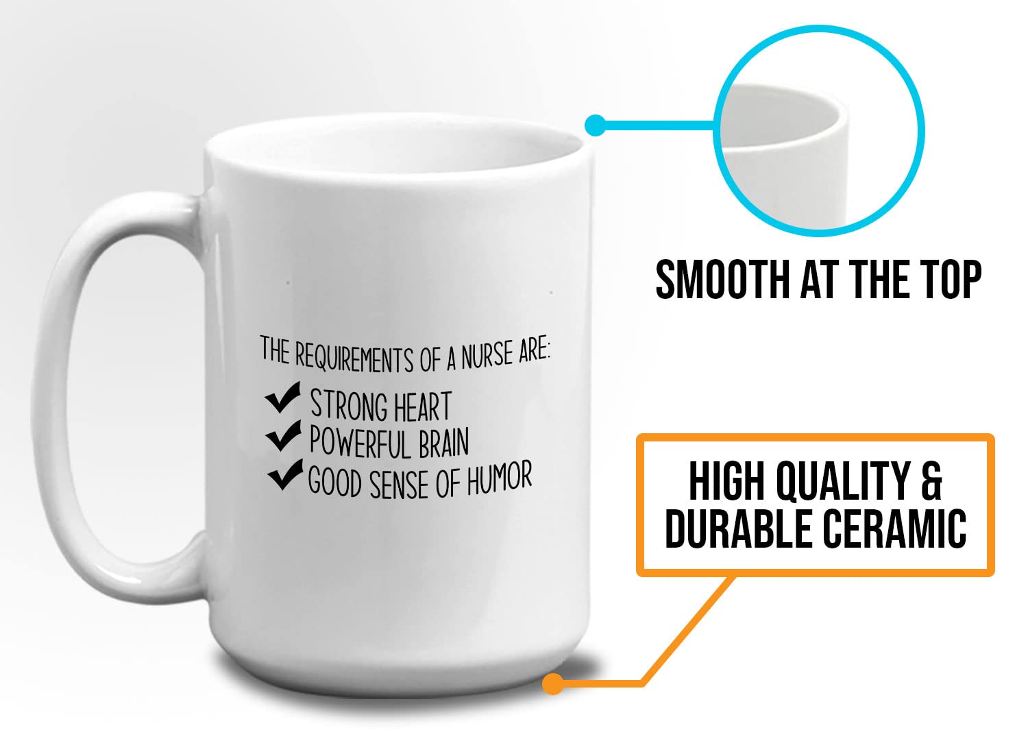 Bubble Hugs Nurse Coffee Mug 15oz White - The Requirements - Labor Clinical Certified Nursing Assistant Surgical Emergency Oncology Practitioner