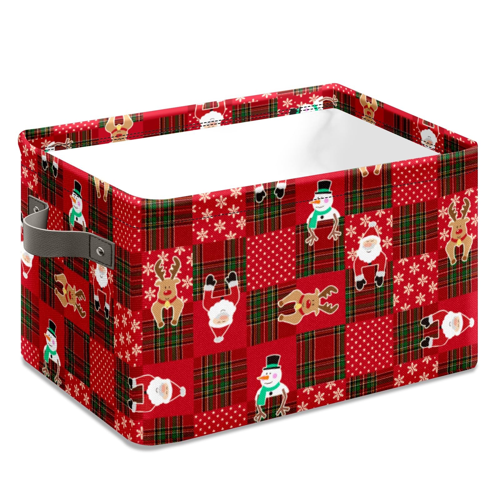 SOLONDA Large Foldable Storage Basket with Handles Closet Baskets for Organizing, Winter Snowman Snowflake Polyester Basket for Storage, Collapsible Storage Bin 10 x 14 x 8 inches