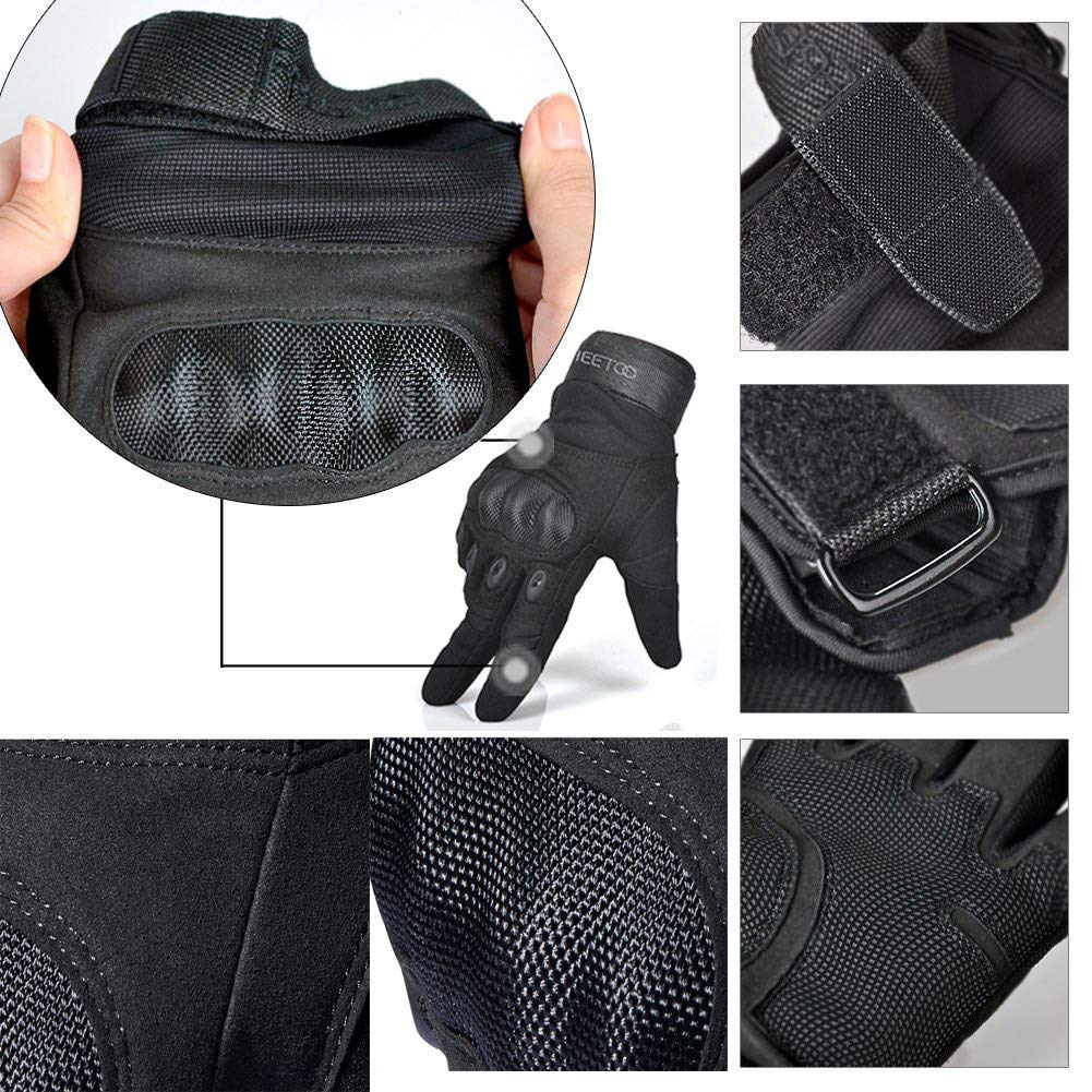 Andyshi Mens Gloves for Motorcycle Rubber Knuckle Outdoor Gloves Climbing Cycling Glove Touchscreen
