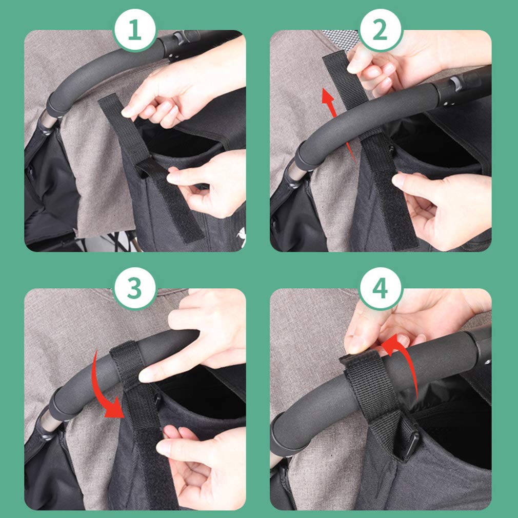Baby Stroller Organizer, Universal Stroller Storage Bag with Insulated Cup Holders - Detachable Shoulder Strap, Stroller Accessory for Smart Moms,Compact Design Fit All Strollers(Black)
