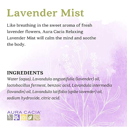 Aura Cacia Relaxing Lavender Aromatherapy Mist, 4-Ounce, Lavender Pure Essential Oils, Sweet & Floral Aroma