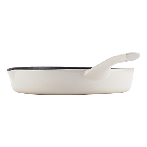 Ayesha Curry Enameled Cast Iron Skillet/Fry Pan with Pour Spouts, 10 Inch, French Vanilla