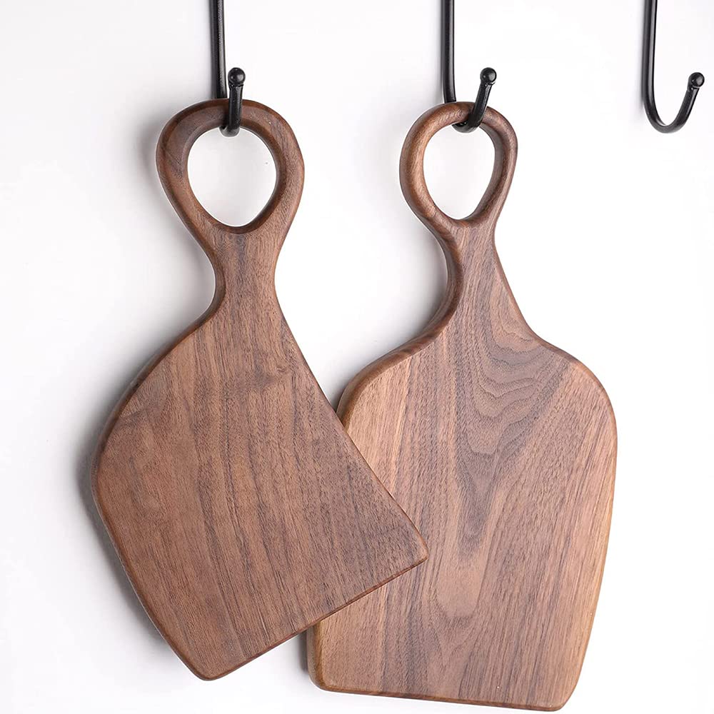 AXUYU Perfect Anniversary, Wedding, Housewarming Gifts for The Couple Cutting Board 2pcs Black Walnut Wood Cutting Board Set with Handle Decorative Serving Charcuterie Board for Kitchen