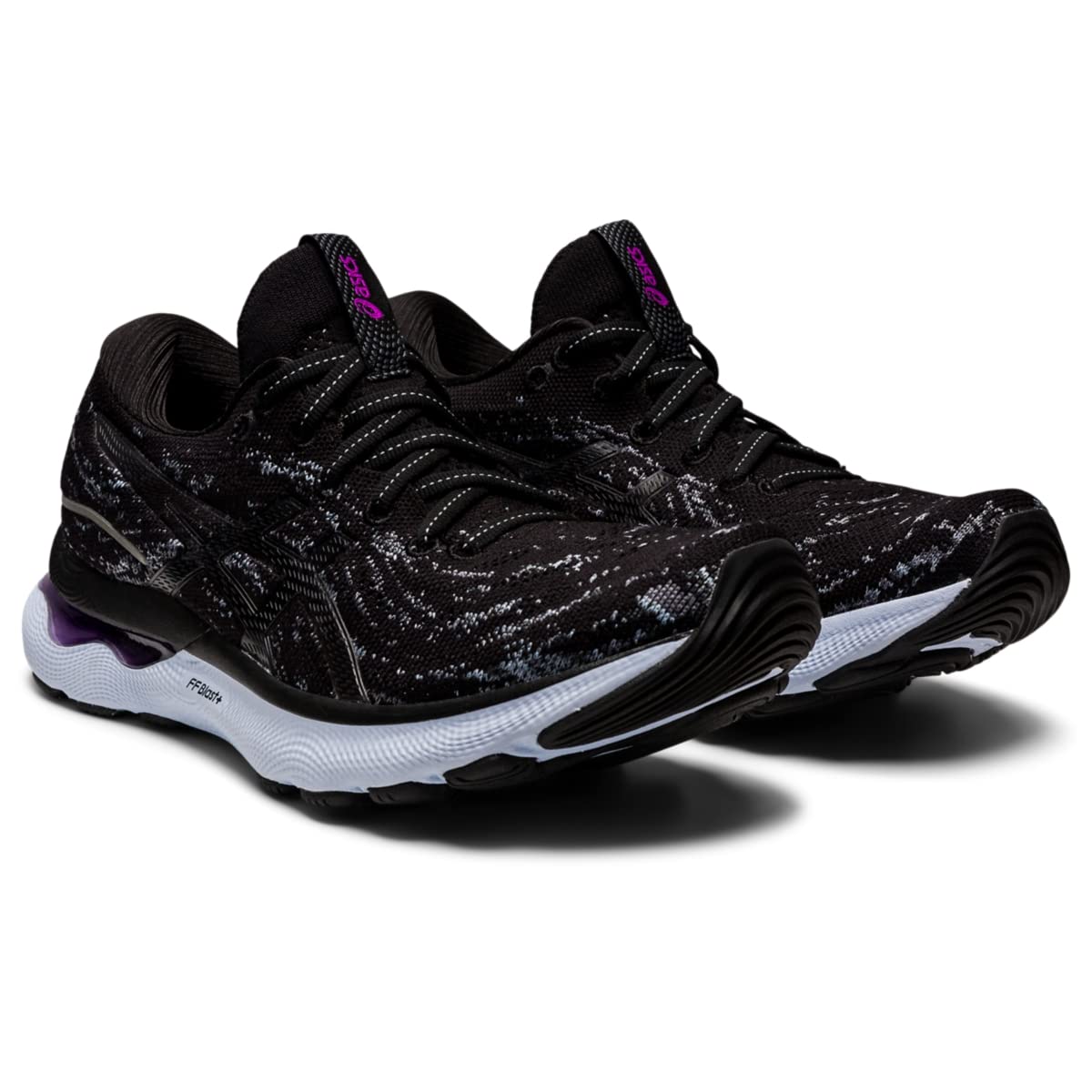 ASICS Women's Gel-Nimbus 24 Mesh Knit Running Shoes, 9, Black/Black