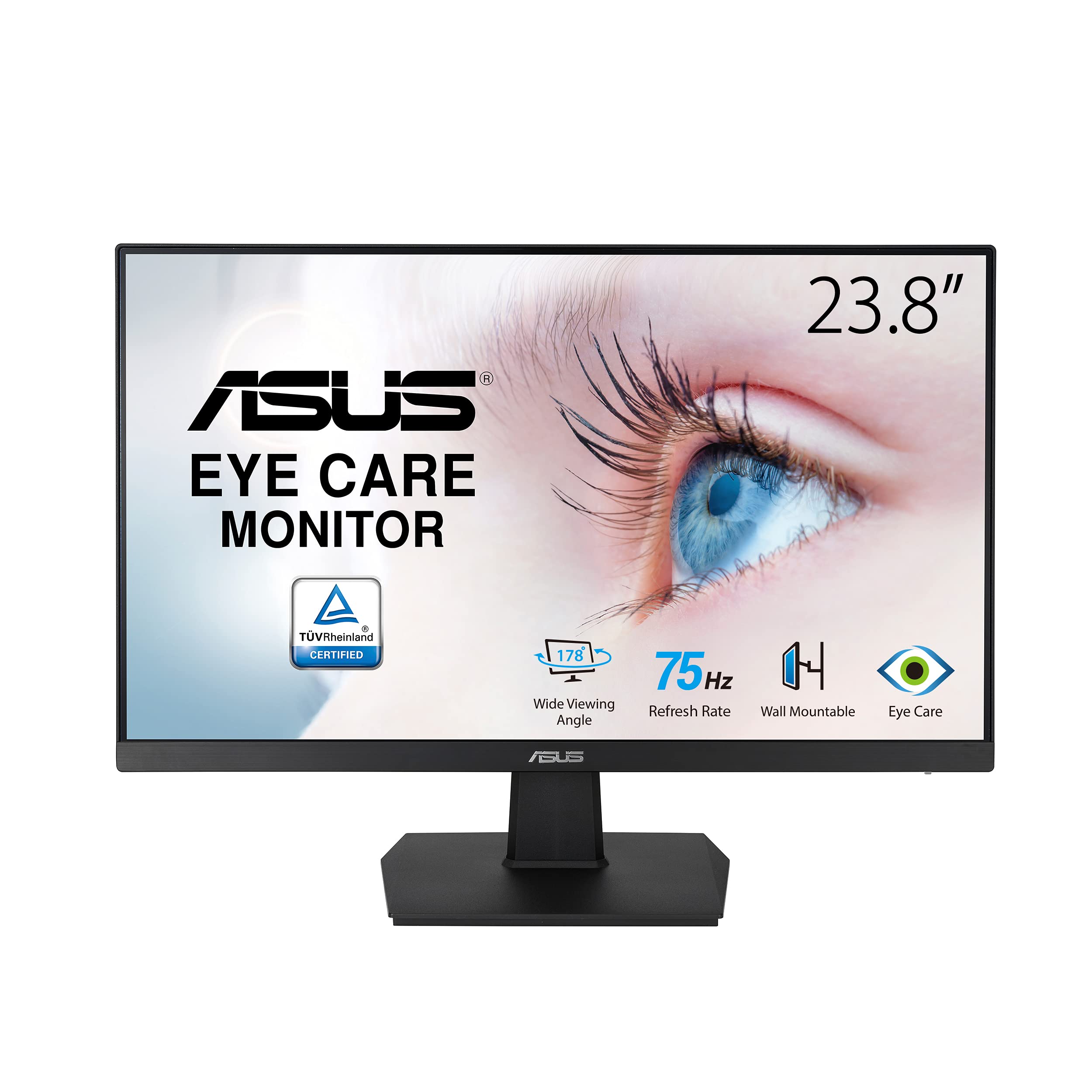 ASUS BE24EQK 23.8” Business Monitor with Webcam, 1080P Full HD IPS, Eye Care, DisplayPort HDMI, Frameless, Built-in Adjustable 2MP Webcam, Mic Array, Stereo Speaker & 23.8” 1080P Monitor (VA247HE)