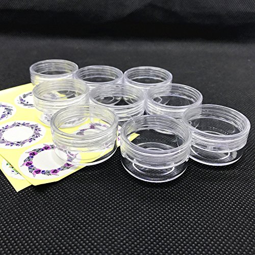 JOYWEE 10gram/10ml Round Clear Empty Container Jars with Clear Screw Lids Bulk for Lip Balms, Makeup Samples - BPA Free (40 Pack, Clear)