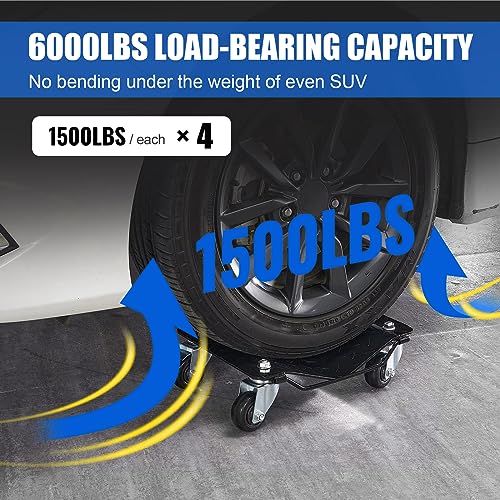 HPDMC 6000lbs Capacity Tire Dolly Wheel Dolly Car Tire Stakes丨4 Pack丨Black