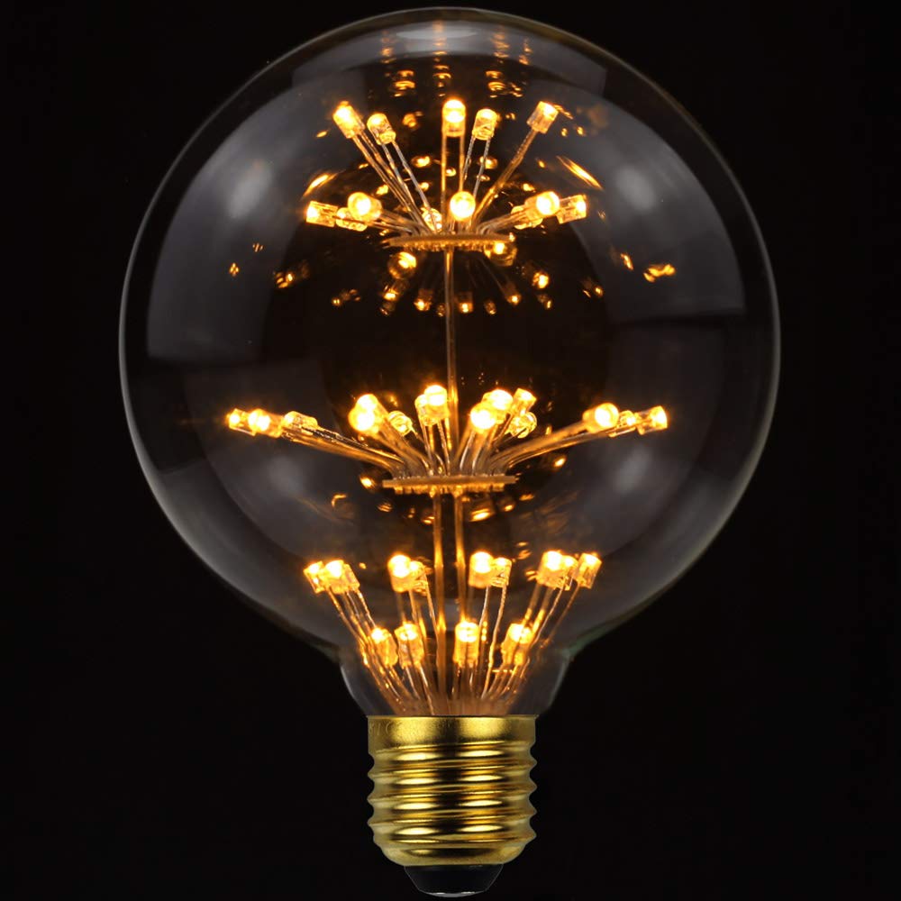 TIANFAN Vintage Led Bulb G95 Firework 3Watts Edison Bulb 2200Kelvin Warmth Glow 110-130V Decorative Light Bulb