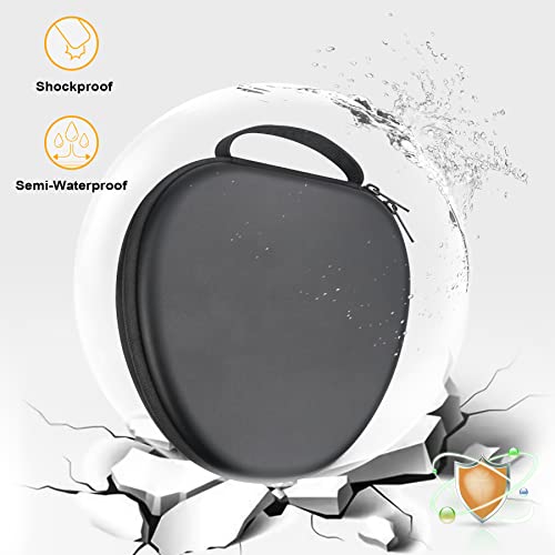 Canboc Hard Case for New Apple AirPods Max Headphone Supports Sleep Mode,Travel Carrying Storage AirPods Max Bag, Extra Space fits Cable, Charger, Black