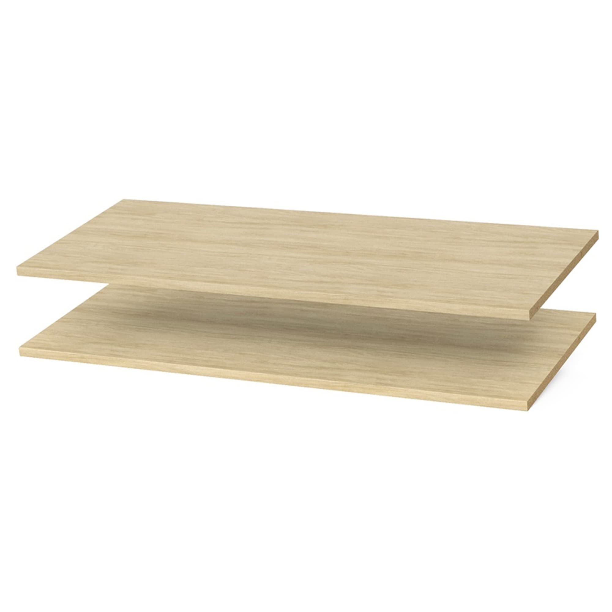 Easy Track 35 Inch Wide Wood Organizer Closet Shelf Accessory Compatible with Easy Track Closet Systems for Additional Storage, Honey Blonde, (2 Pack)