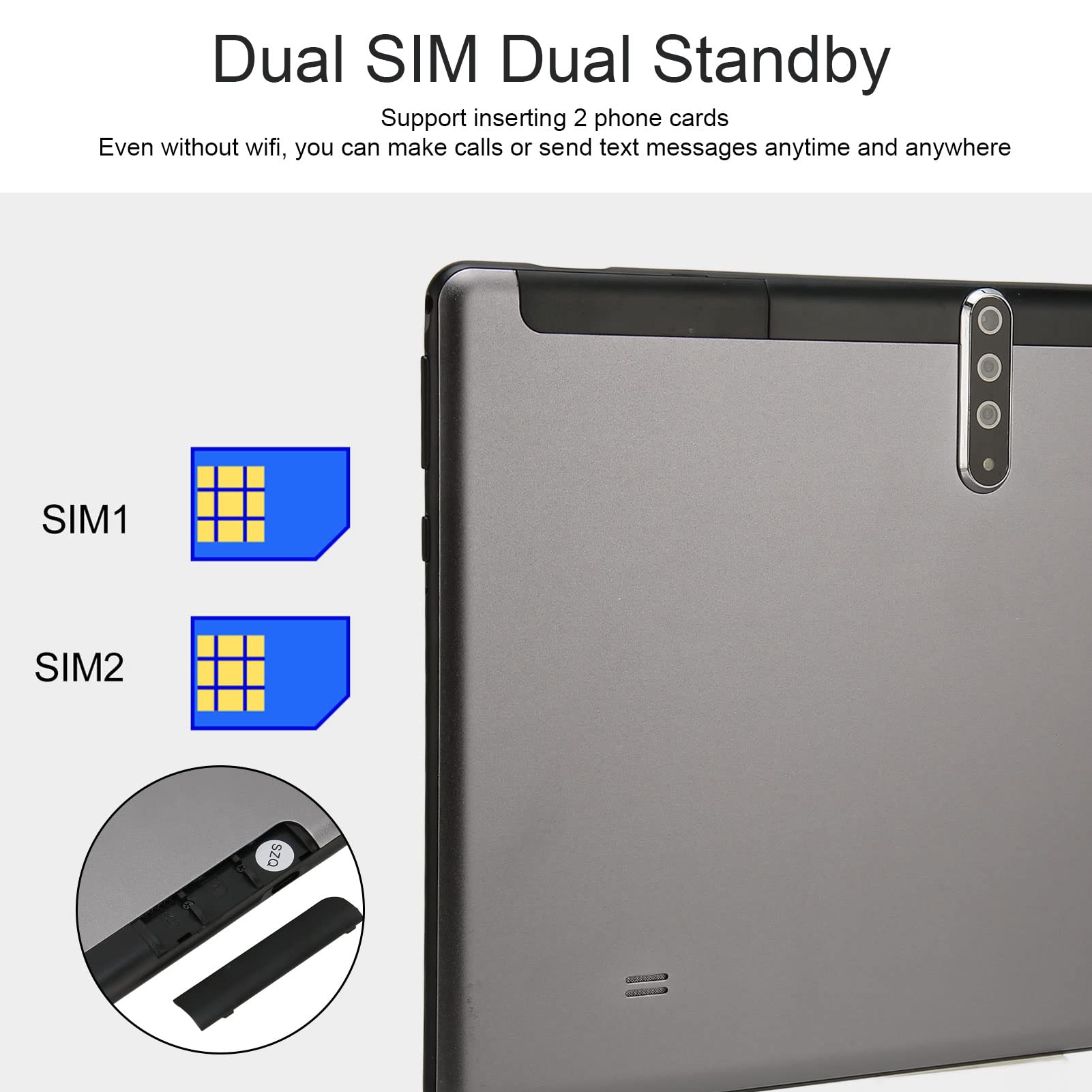 Aqur2020 Tablet, Phone Tablet 10.1 Screen WiFi 100‑240V for Home (US Plug)