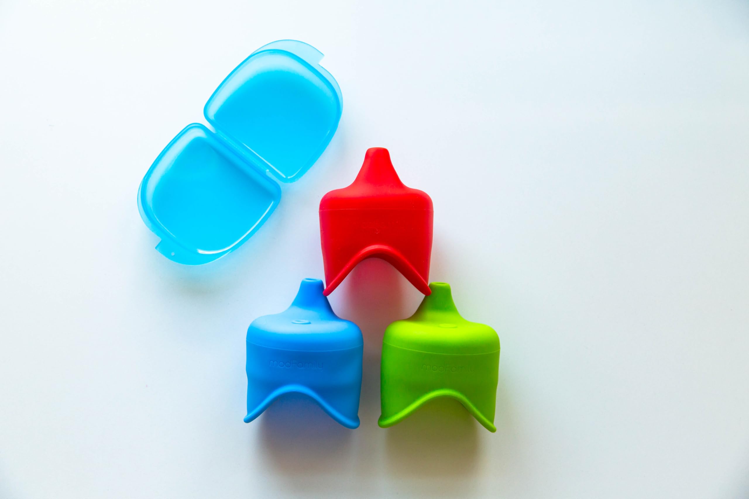 O-Sip! Silicone Sippy Lids (Pack of 3) - Spill-Proof Fun for Families! - BPA-Free, Fits on Glasses, Mason Jars & Cups - Reusable, Durable, & Kid-Friendly (Colors: Red, Green, Blue) - ModFamily