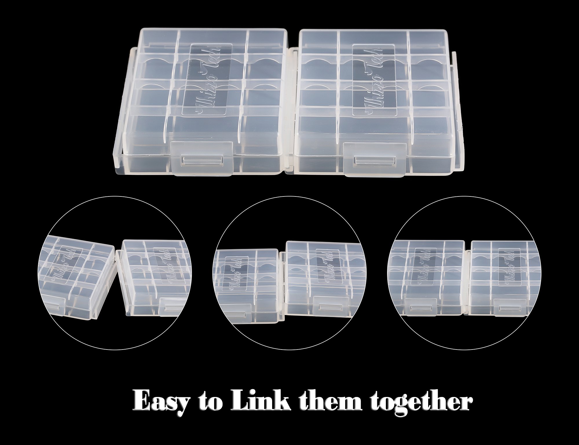 Whizzotech AA/AAA Cell Battery Storage Case/Holder with Charge Reminder Markings Clear Color (6 Pack)