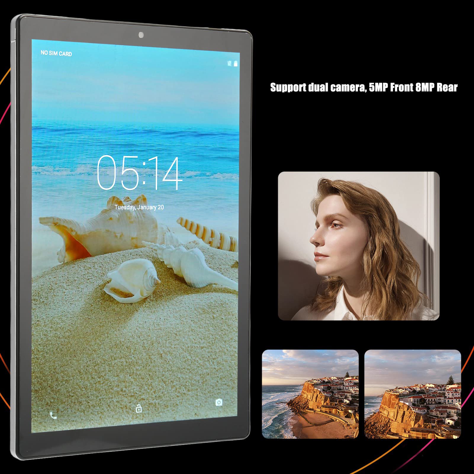 ASHATA Android Tablet 10 Inch, 4GB RAM 64GB ROM, 2.4G 5G Dual Band WiFi Calling Tablet Computer, 8 Core, 5MP 8MP Dual Camera, 5000mAh Battery, GPS BT Glonass, Gravity Sensing (US Plug)
