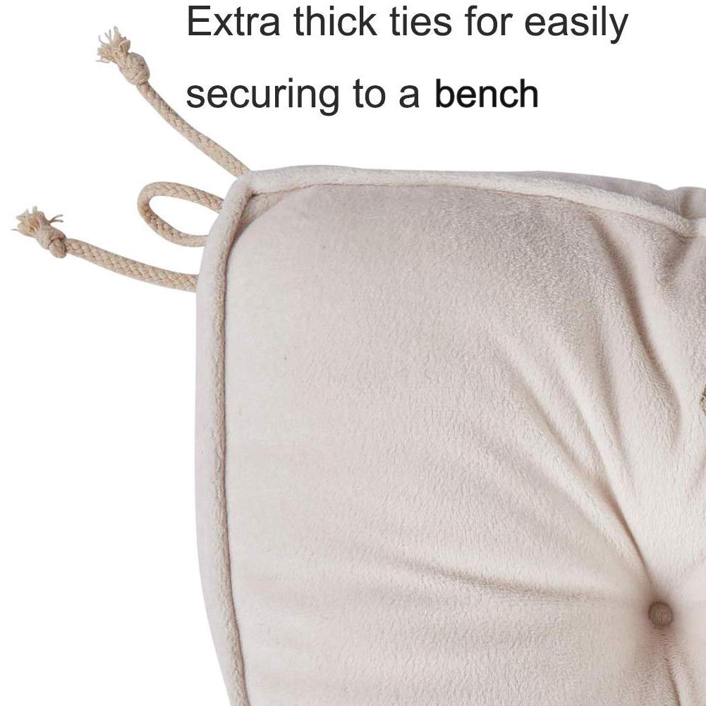Big Hippo Indoor Bench Cushion, Soft Thicken Bench Cushion Bench Pads with Ties - 47.24x17.71x1.96 Inches, Beige