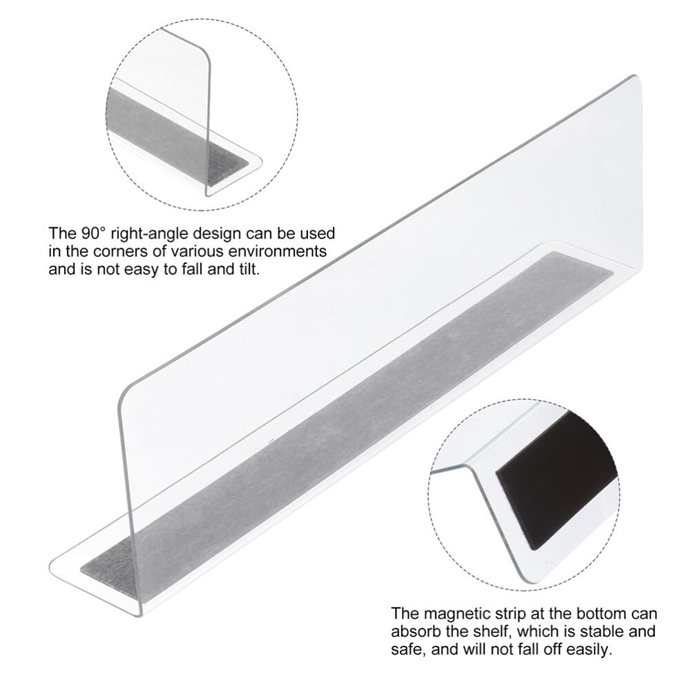 ULTECHNOVO 6pcs Shelf Divider Desk Bookshelf Trash Magnetic Shelves Clear Shelf Separators Plastic Drawer Drawers Plastic Acrylic Shelf Separators Desk Book Shelf Milk Desk Rack Partition PVC