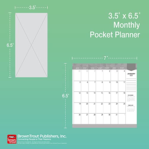Ariel Collection | 2023-2024 3.5 x 6.5 Inch Two Year Monthly Pocket Planner Calendar | BrownTrout | Planning Stationery