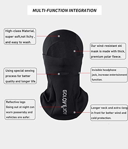 Balaclava Ski Mask Winter for Men Women,Anti Dust Windproof Thermal Motorcycle Loops Reusable Face Mask(Black) (Black-TJ16)