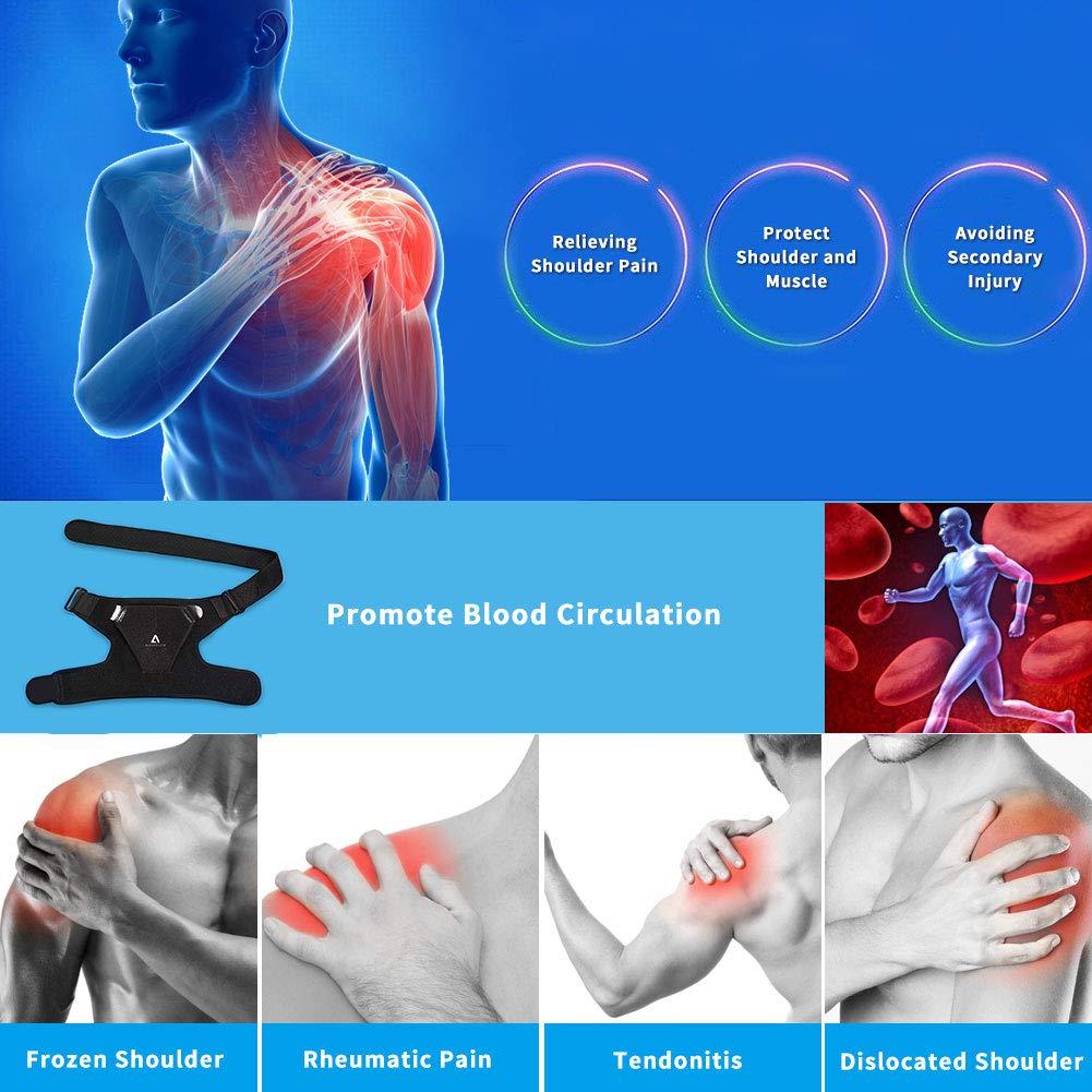 Anoopsyche Adjustable Shoulder Brace for Right and Left, Neoprene Rotator Cuff Support Compatible with Hot/Cold Pad, Dislocated AC Joint, Frozen Shoulder, Sprain, Soreness, Tendinitis