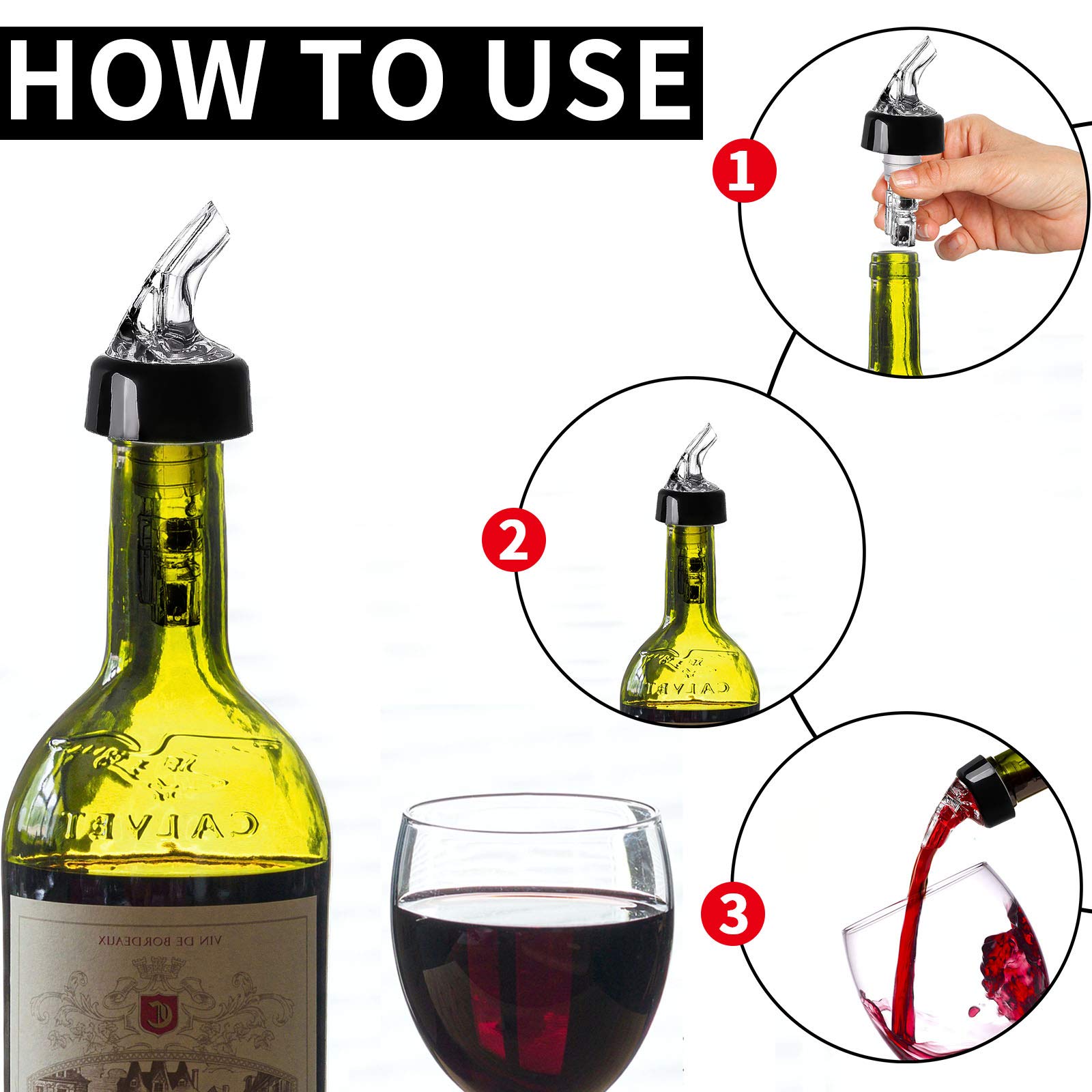 Automatic Measured Bottle Pourer - Pack of 3, 1 oz (30 mL) Quick Shot Spirit Measure Pourer Drinks Wine Cocktail Dispenser Home Bar Tools - PORE0016 (3)