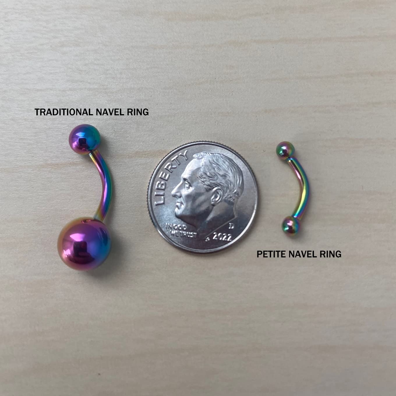 BODY DAZZ Petite Belly Button Navel Rings Surgical Steel 14G 8mm Curved Barbell Smaller than Standard (Goldtone (1pc))