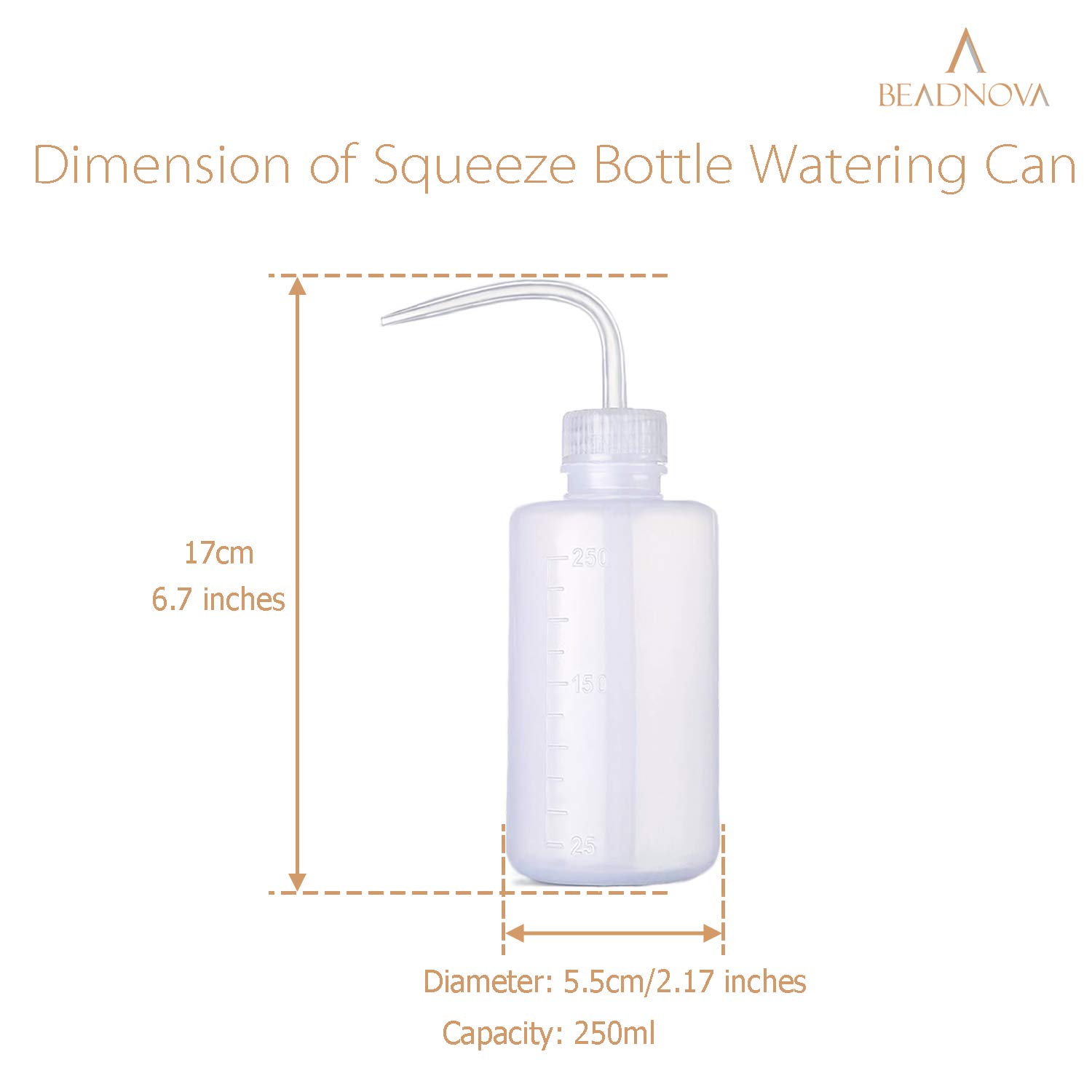 BEADNOVA Squeeze Bottle Plant Watering Bottle 250ml 8oz Small Wash Bottle Squeeze Plastic Small Watering Can for Indoor Plants Succulent Watering Can (3pcs)