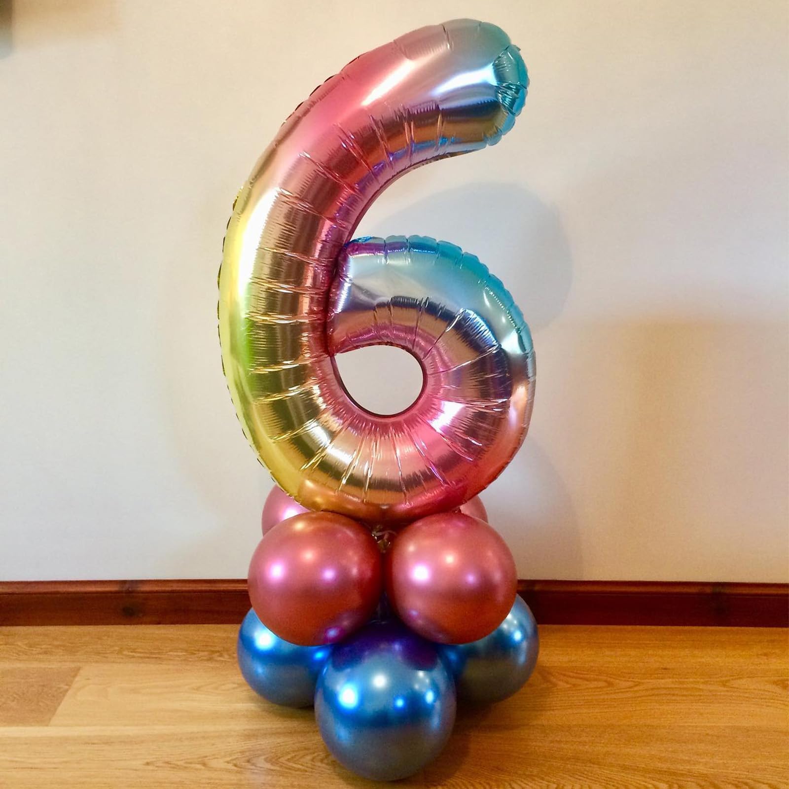 Rainbow Number 5 Balloons, 5th Birthday Balloon, 40inch Gradient 5 Balloon Numbers, Large Self Inflating Foil Balloon, 5th Birthday Decorations for Kids Birthday Party, 5 Anniversary Decorations