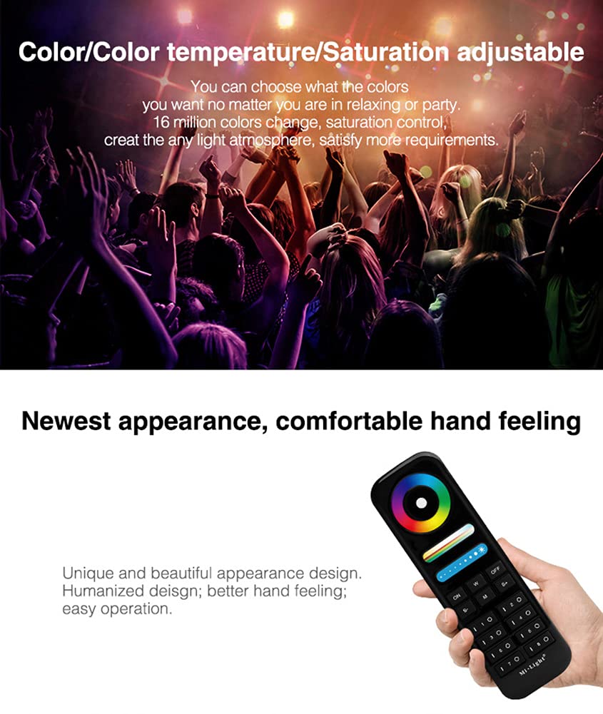 LGIDTECH FUT089-B Miboxer 8-Zone LED Remote Controller Black Color,Work with RGB+CCT LED Light Bulb,Downlight,Strip Controller.Not Work with FUT035 FUT036 FUT037 FUT038 FUT039