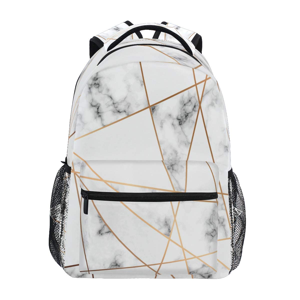 AUUXVA Backpack Geometric Marble Print Travel Daypack Large Capacity Rucksack High School Book Bag Computer Laptop Bag for Girls Boys Women Men
