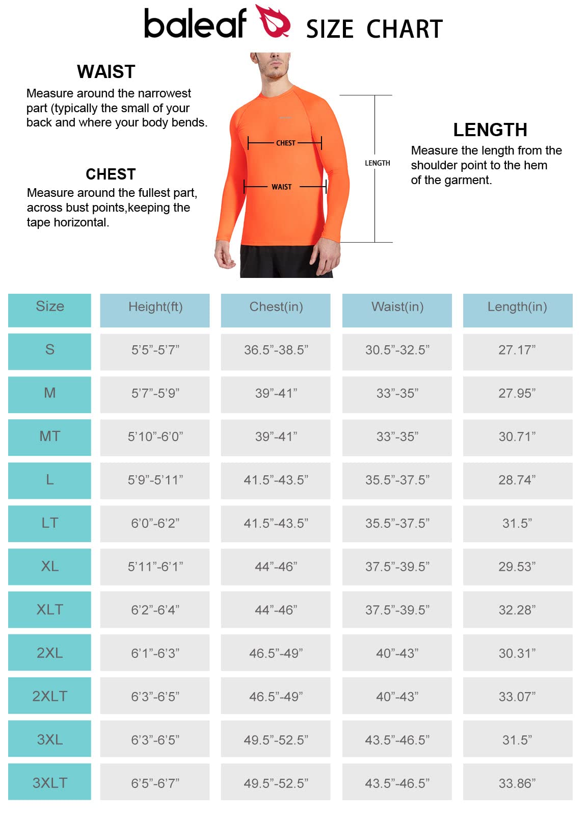 BALEAF Men's Long Sleeve Running Shirts Quick Dry Workout Shirts Athletic T-Shirts Lightweight Soft Fishing Tee Tops Orange Size XL