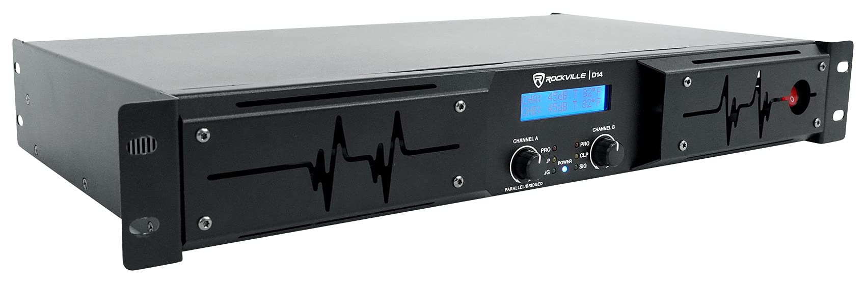 Rockville D14 7000W Peak / 2000W RMS 2-Channel Class D Pro/DJ Amplifier, Perfect for Live Sound, Pro Audio, DJs