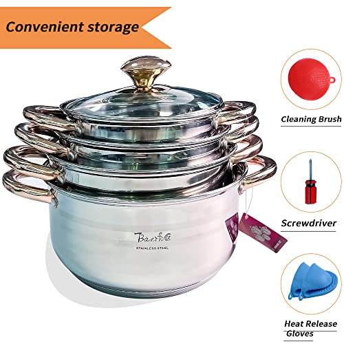 BAERFO Pots and Pans Set -8 Piece Stainless Steel Kitchen Cookware Set,Pots and Pans Set Nonstick cooking sets,suitable for Gas, Electric & Induction, Dishwasher Safe