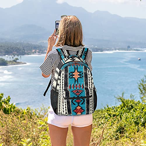 Aztec School Backpacks for Girl Student Daybag Water Resistant,Navajo Pattern Travel Schoolbag for Women/Men College Bookbags Medium