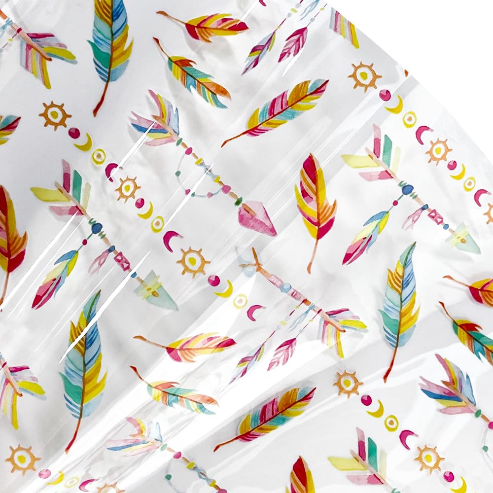 ONEART | Colorful Plant Transparent TPU Vinyl Roll, 12"×54" Multi Color Clear Vinyl Fabric for Appliques DIY Projects