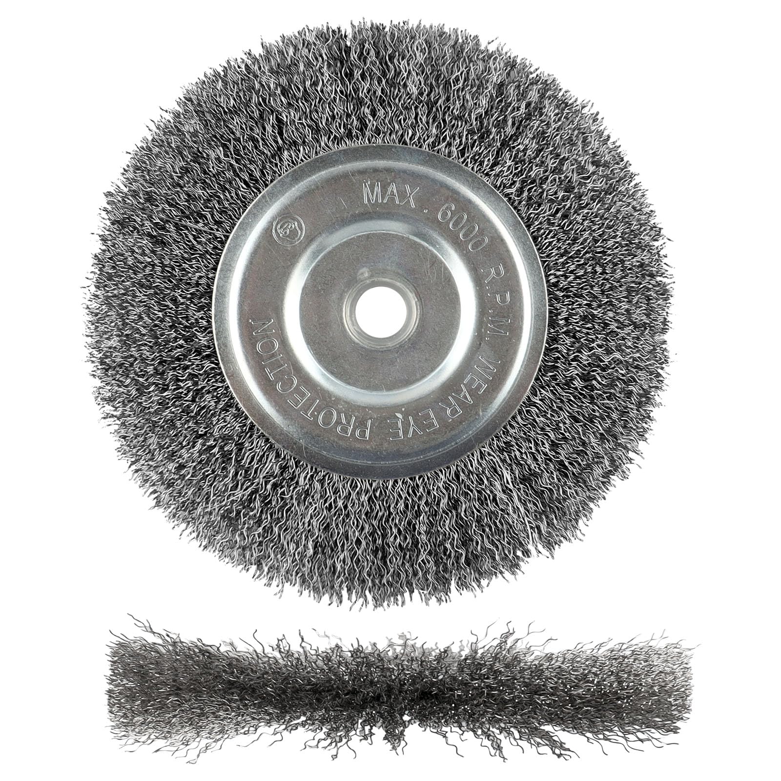 WENORA 6-Inch Wire Wheel for Bench Grinder, 0.012 Carbon Steel, Bench Grinder Wire Wheel with 1/2" & 5/8" Arbor Hole