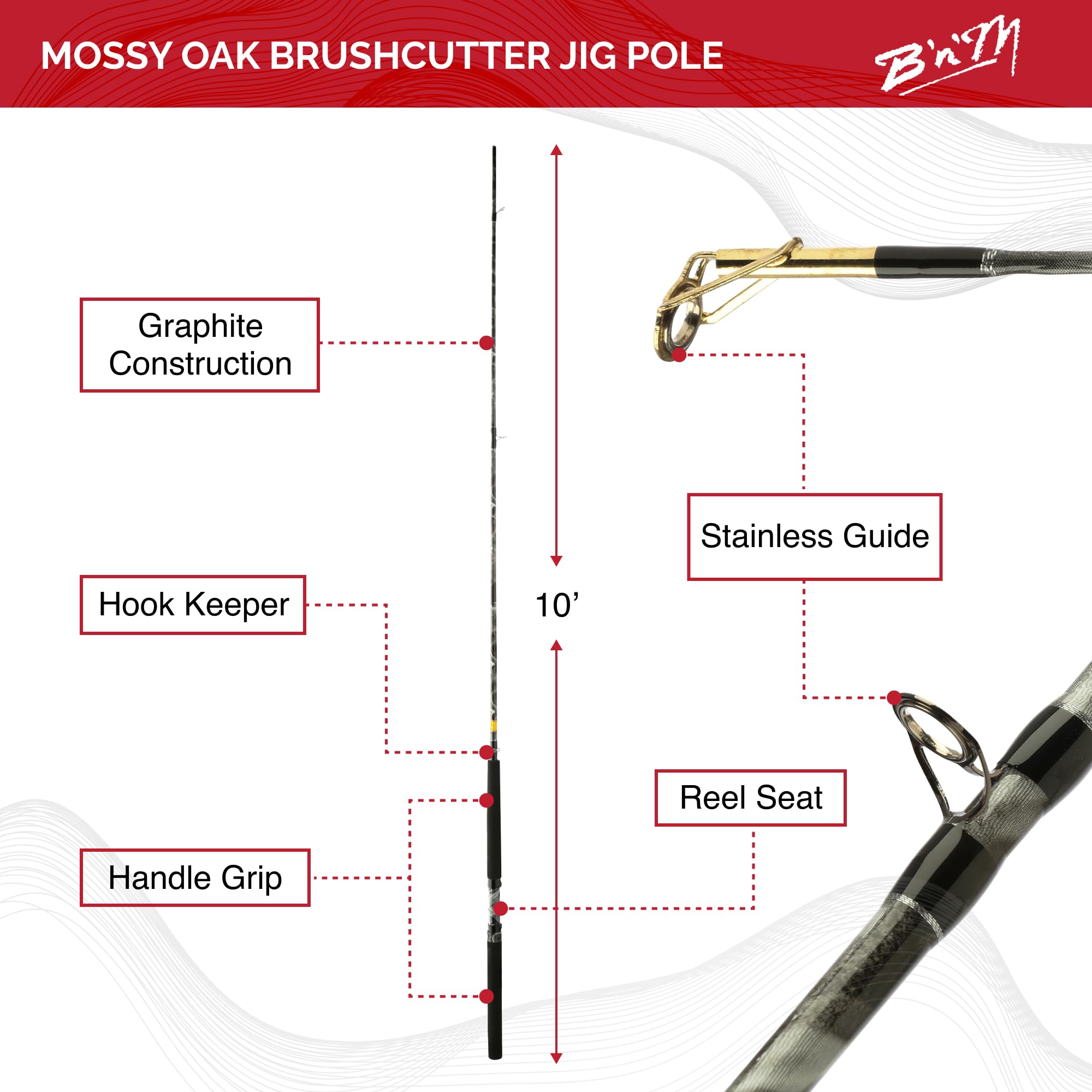 B'n'M Mossy Oak Brushcutter 10ft/2pc
